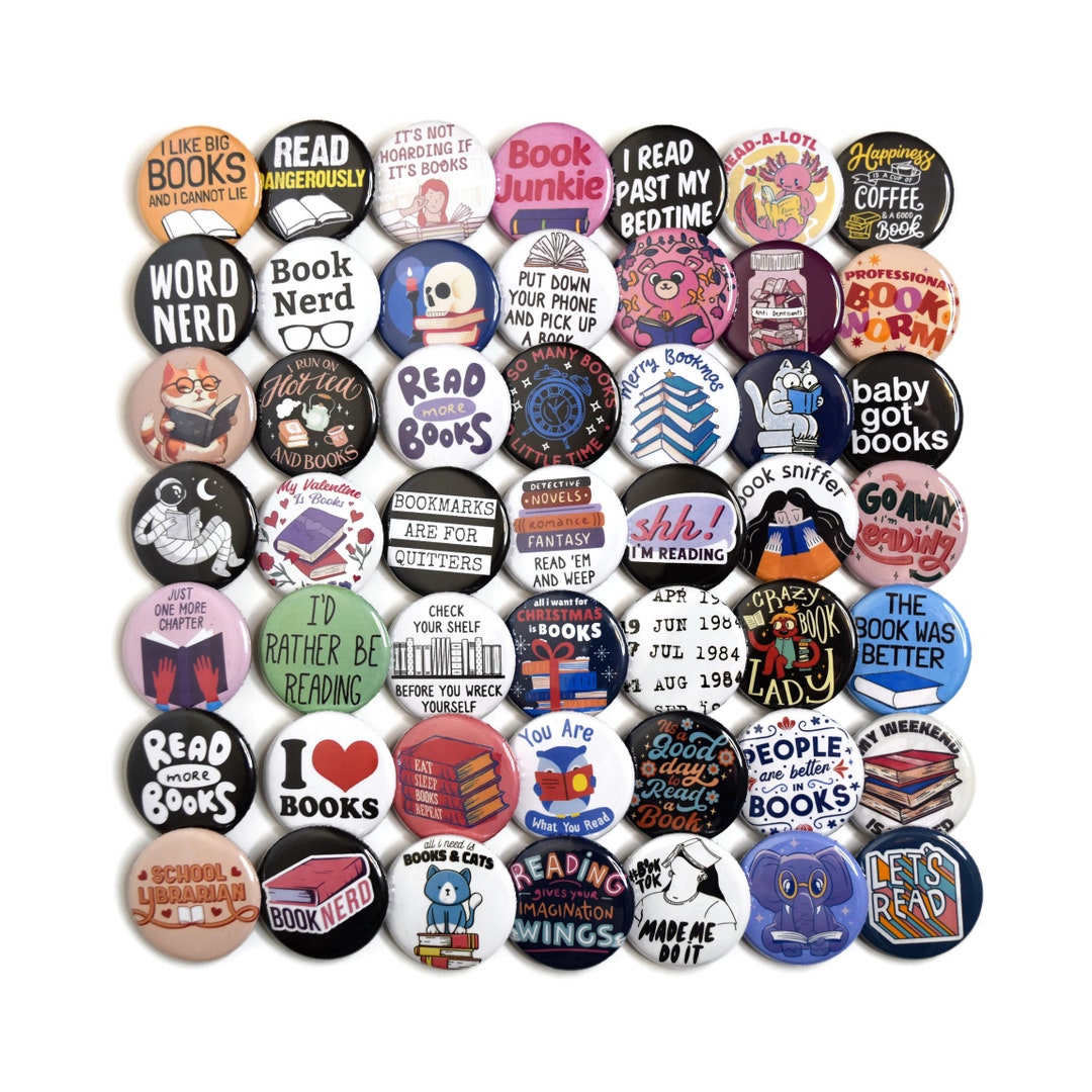 Books Reading Lover Pin Badges Bulk 32mm Badge Wholesale Lot Book Week ...