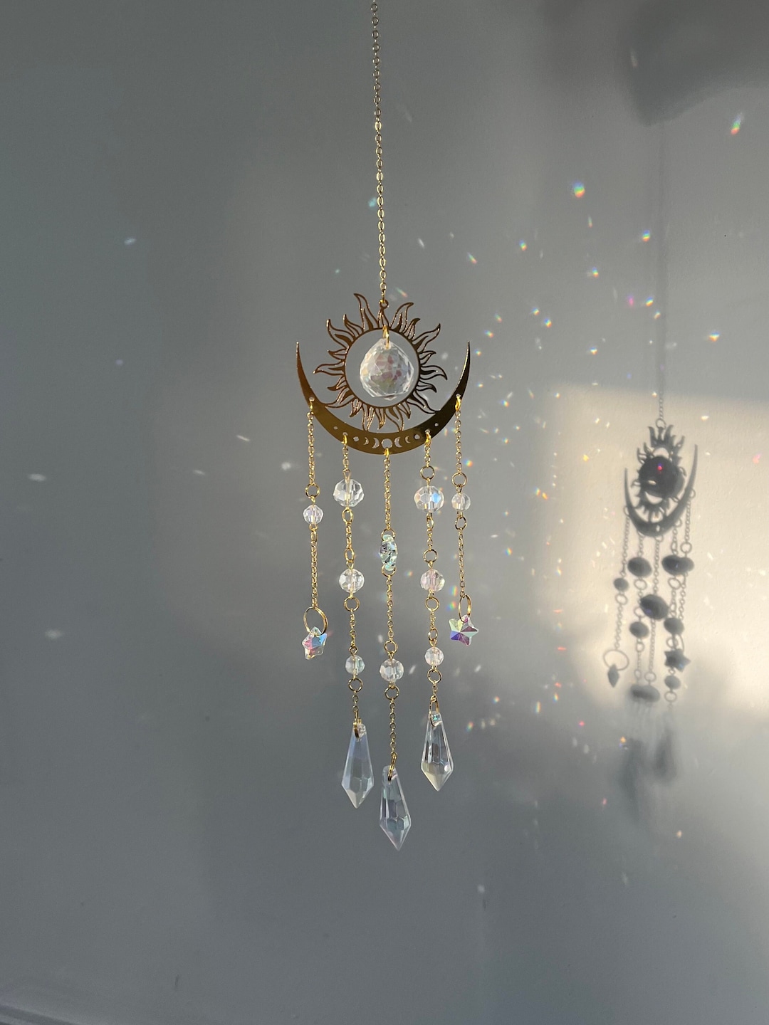 Crystal Half Moon Suncatcher Sun and Moon Sun Catcher Perfect Gift ...