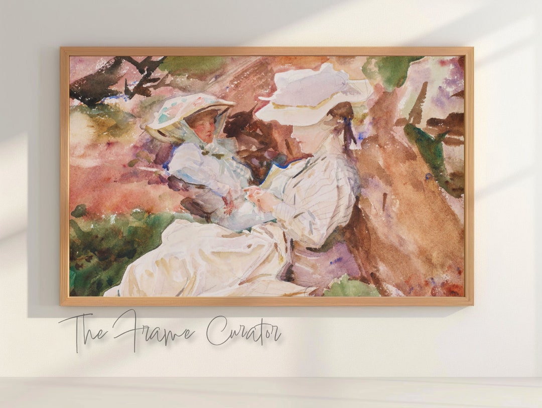 John Singer Sargent Watercolour Painting 'mrs Barnard and Her Daughter ...