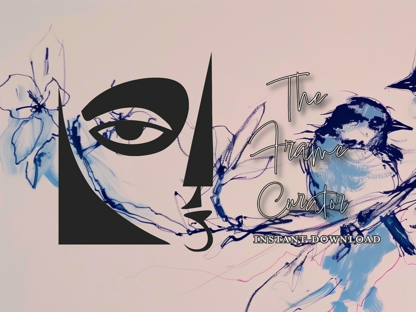 Contemporary Sketch 'bluebirds' Frame TV Art. Stylish and Uplifting ...