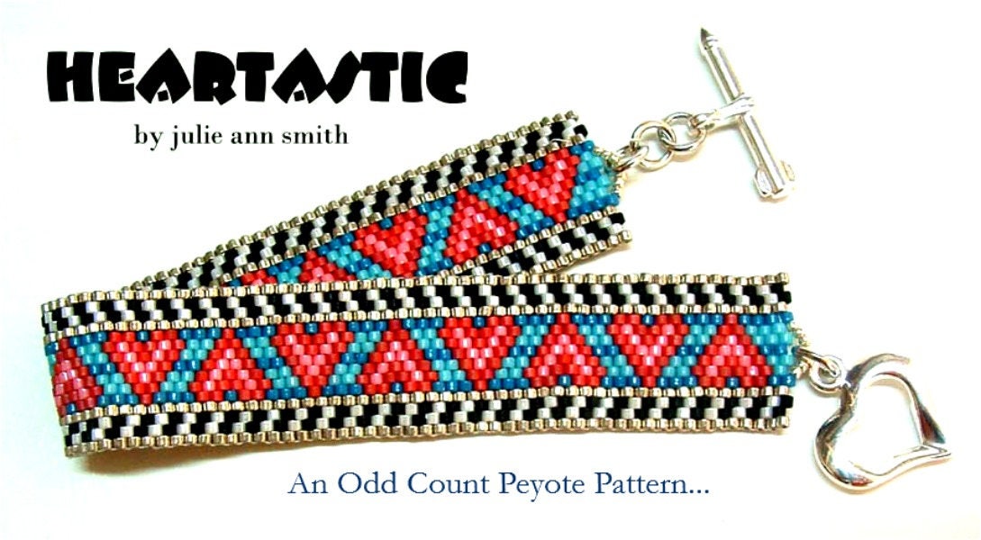 Julie Ann Smith Designs HEARTASTIC Odd Count Peyote Bracelet | Etsy