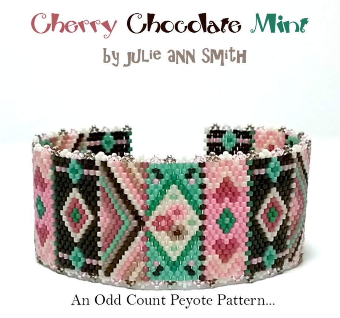 Julie Ann Smith Designs CHERRY CHOCOLATE MINT Odd Count Peyote Bracelet ...