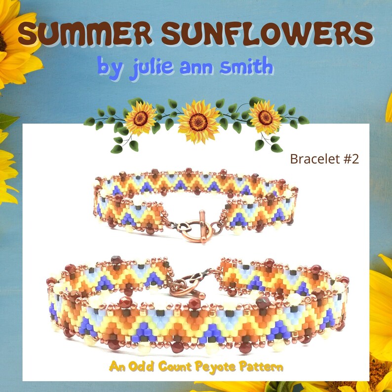 Julie Ann Smith Designs SUMMER SUNFLOWERS Skinny Mini Odd Count Peyote ...