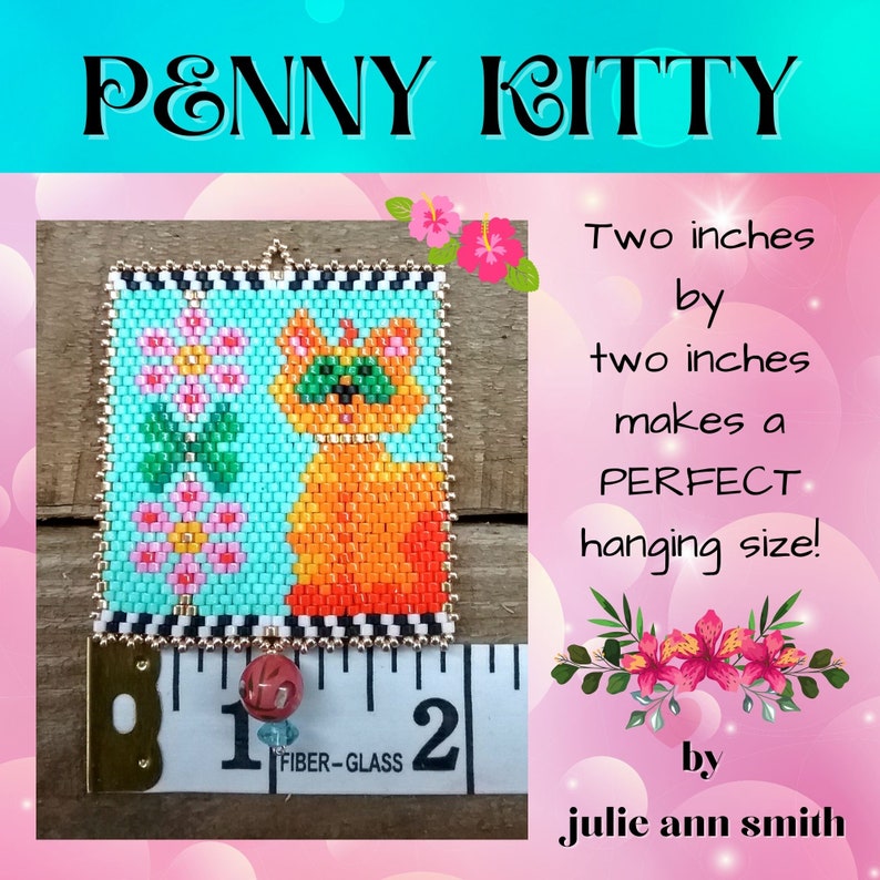 Julie Ann Smith Designs PENNY KITTY Odd Count Peyote Hanger | Etsy