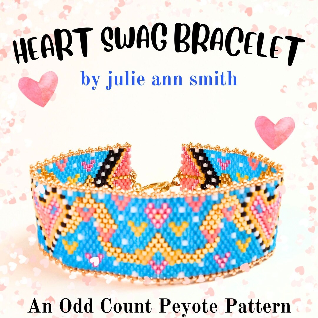 Julie Ann Smith Designs HEART SWAG Odd Count Peyote Bracelet - Etsy