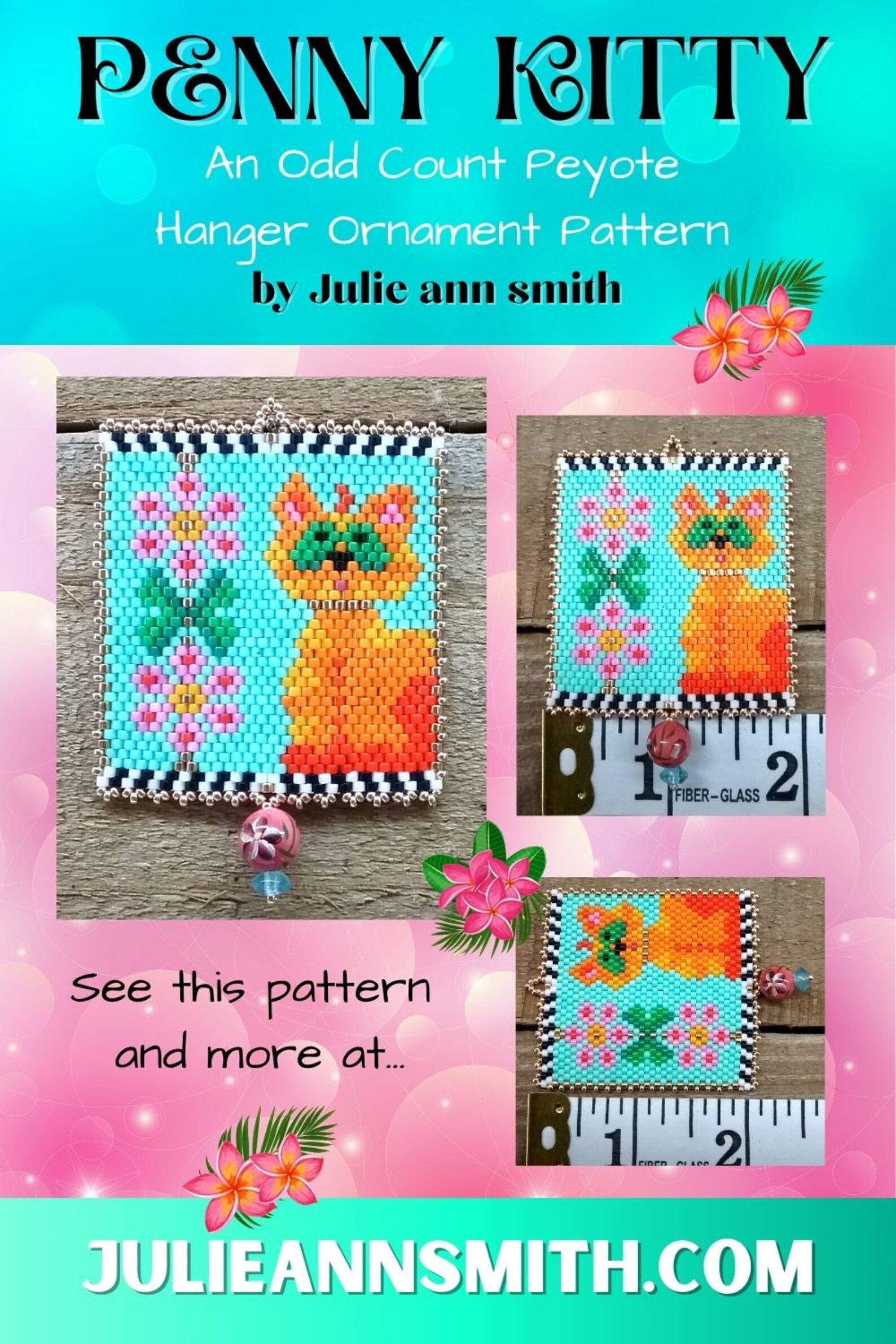 Julie Ann Smith Designs PENNY KITTY Odd Count Peyote Hanger | Etsy