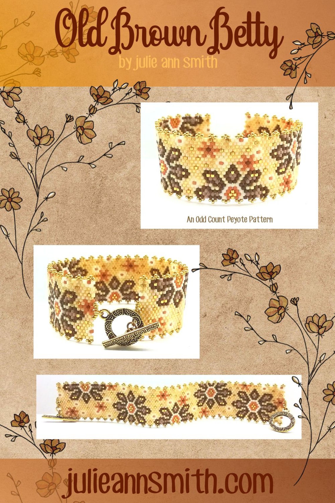 Julie Ann Smith Designs OLD BROWN BETTY Odd Count Peyote Bracelet ...