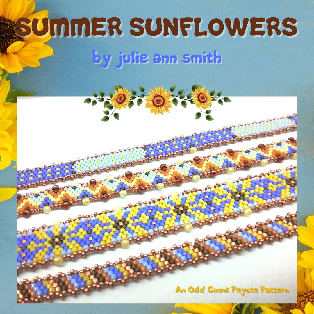 Julie Ann Smith Designs SUMMER SUNFLOWERS Skinny Mini Odd Count Peyote ...