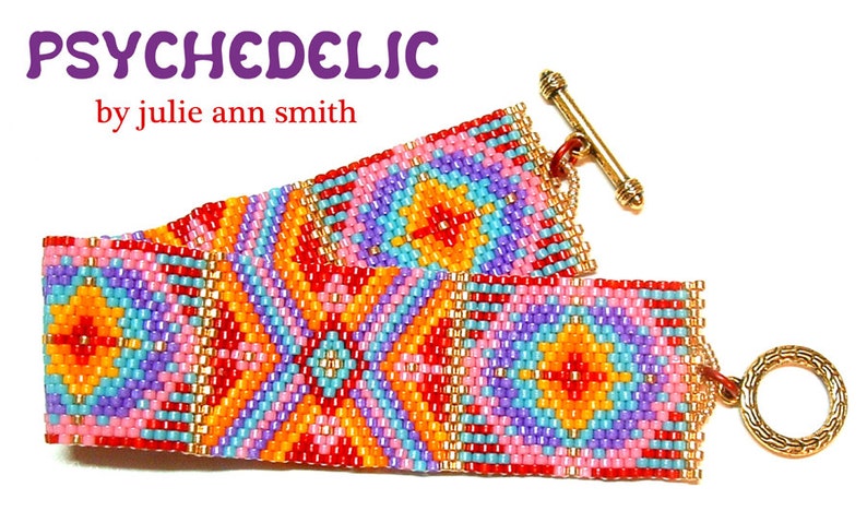 Julie Ann Smith Designs PSYCHEDELIC Odd Count Peyote Bracelet | Etsy