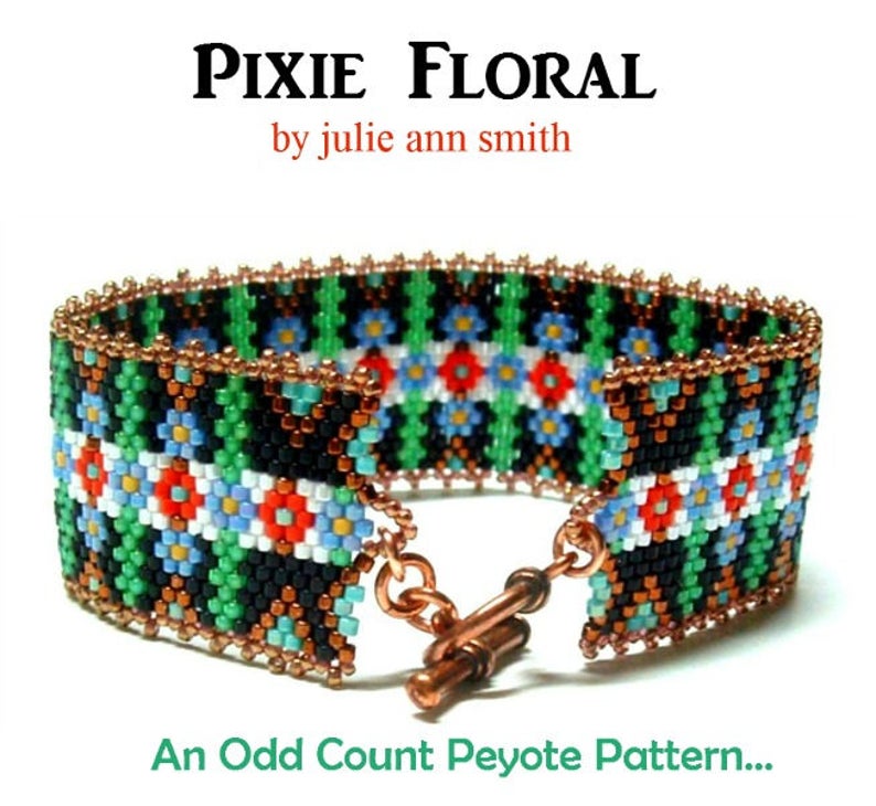 Julie Ann Smith Designs PIXIE FLORAL Odd Count Peyote Bracelet - Etsy