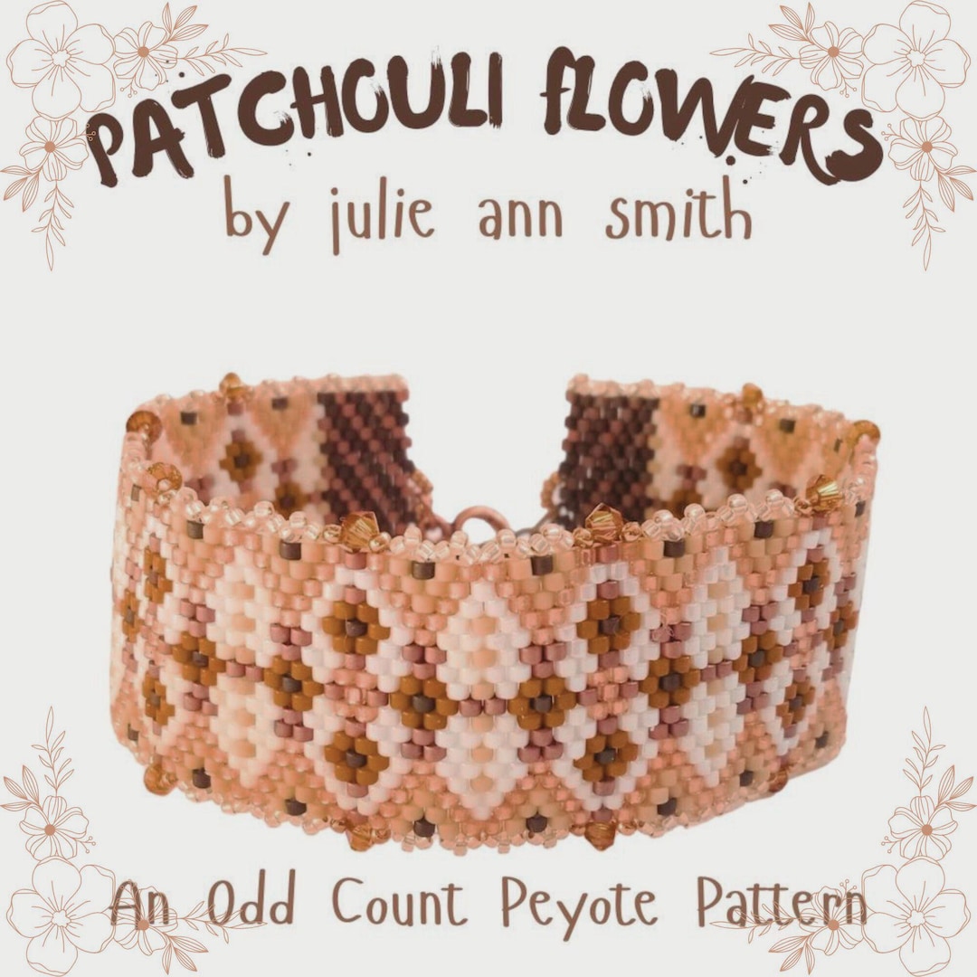 Julie Ann Smith Designs PATCHOULI FLOWERS Odd Count Peyote Bracelet ...