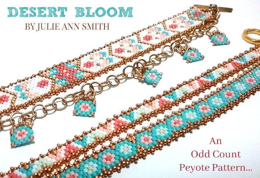 Julie Ann Smith Designs DESERT BLOOM Odd Count Peyote Bracelet | Etsy