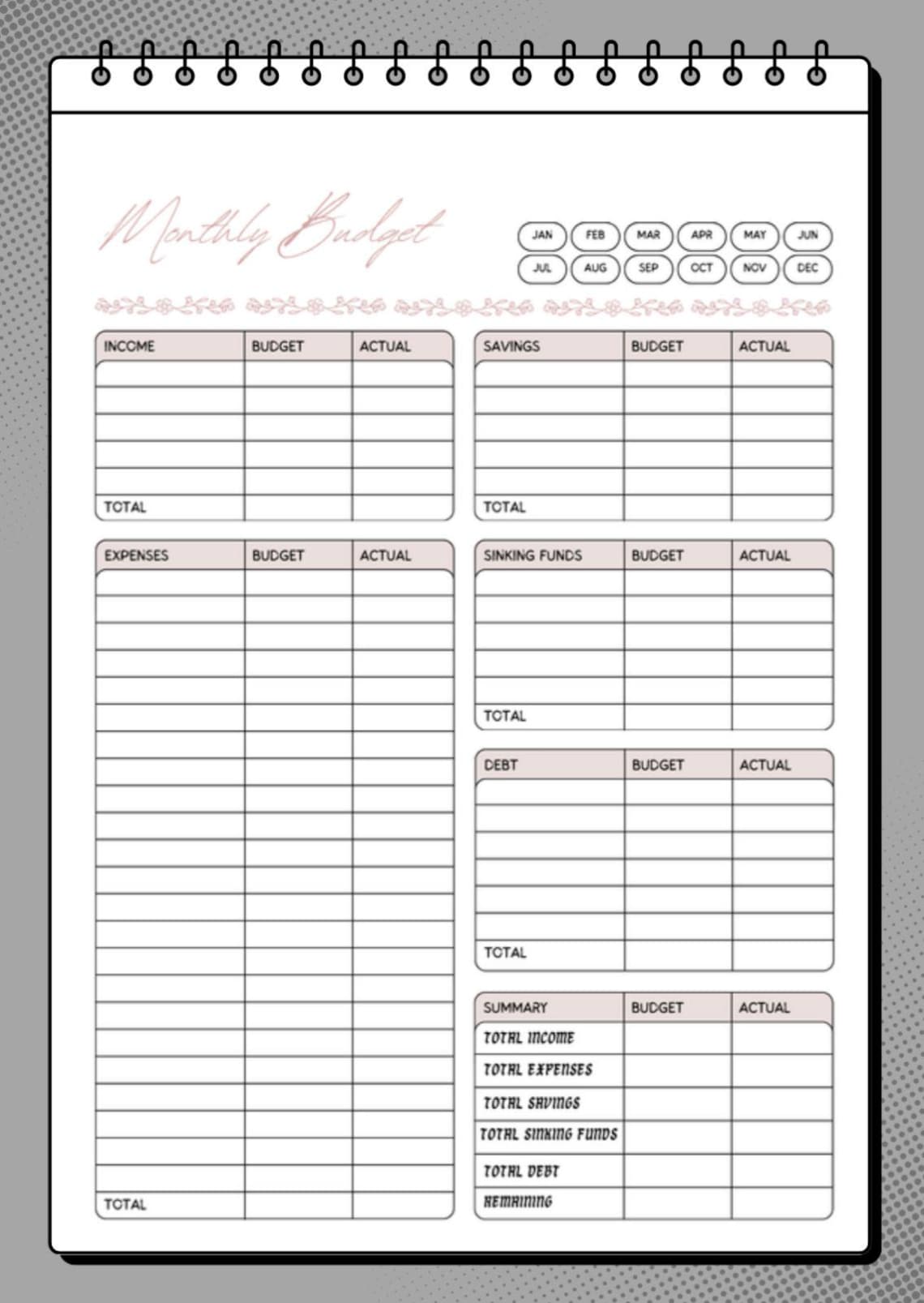 Monthly Budget Journal Simple Floral Line Art Journal Printable - Etsy