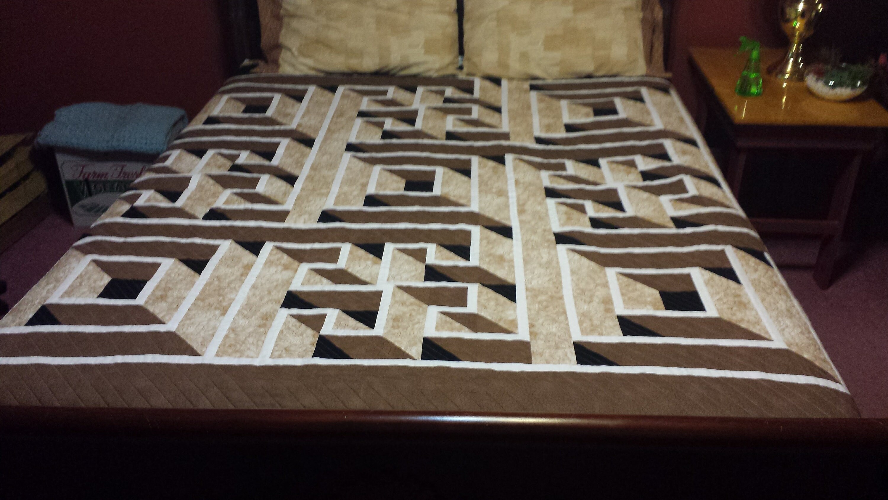 Labyrinth Walk is a 3-D Quilt, Queen Size 84" X 84" and Includes Pillow ...