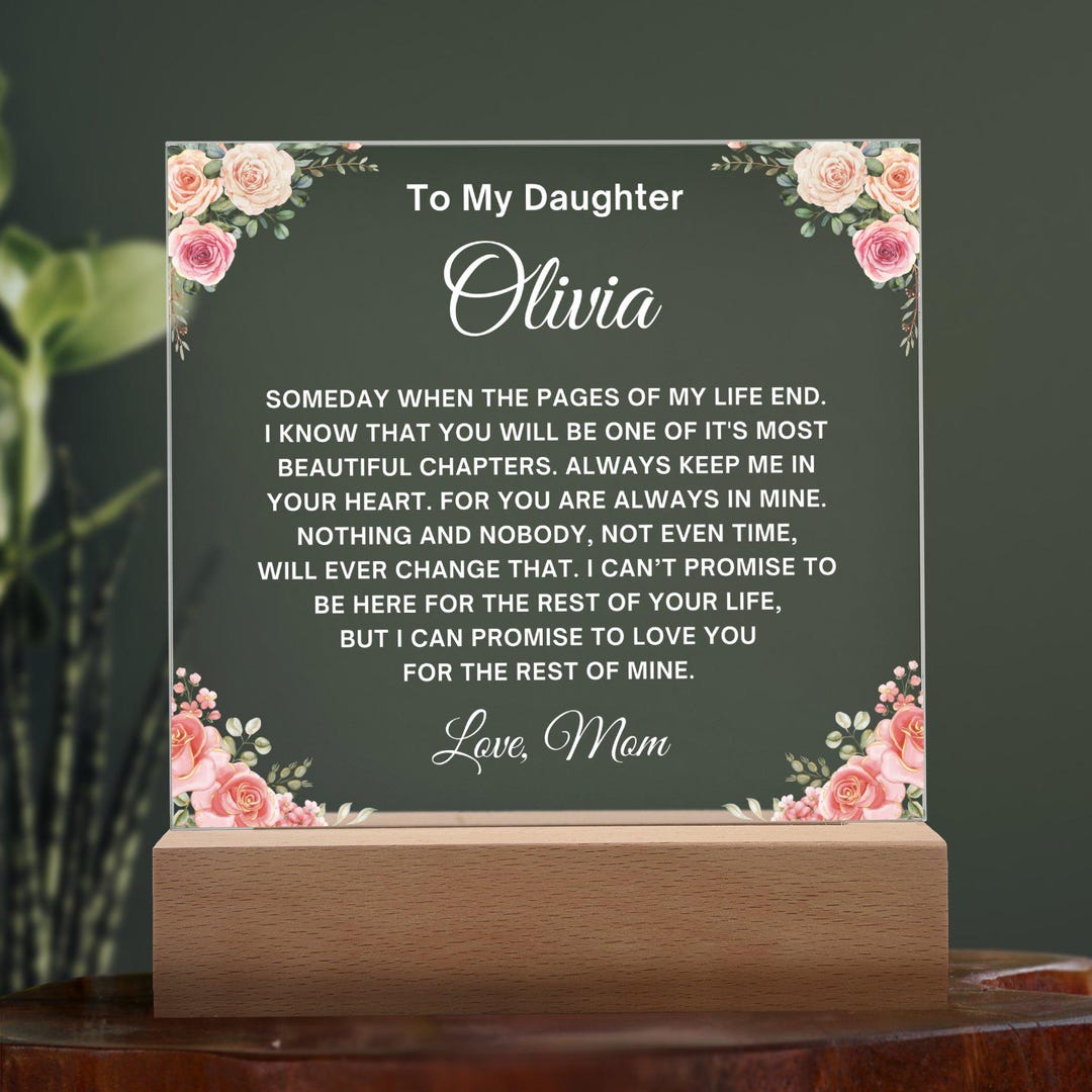 Daughter Acrylic Square Plaque From Mom Dad, Someday When the Pages of ...
