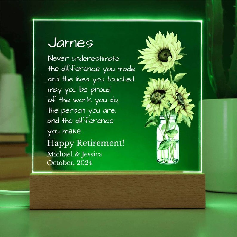 Personalized Retirement Acrylic Square Plaque Gift for Boss Coworker ...
