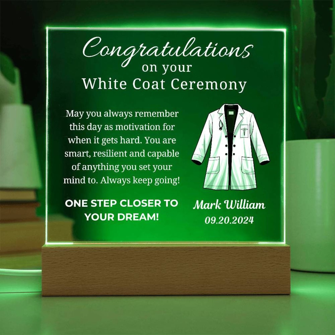 Custom White Coat Ceremony Gift Acrylic Square Plaque for Future Doctor ...