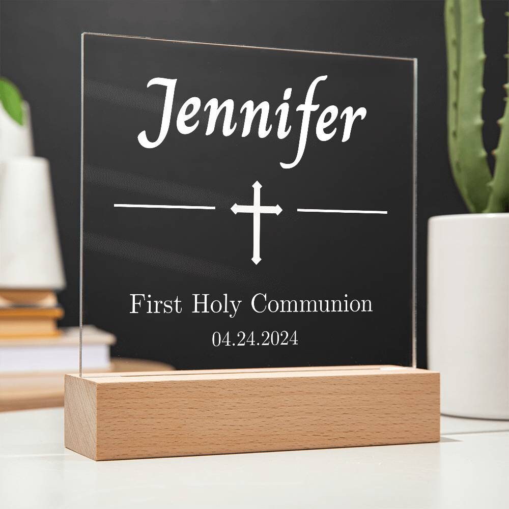 First Holy Communion Gift Personalized Acrylic Square Plaque for ...