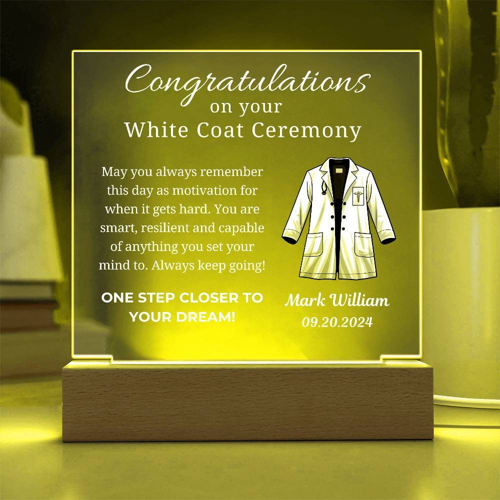 Custom White Coat Ceremony Gift Acrylic Square Plaque for Future Doctor ...