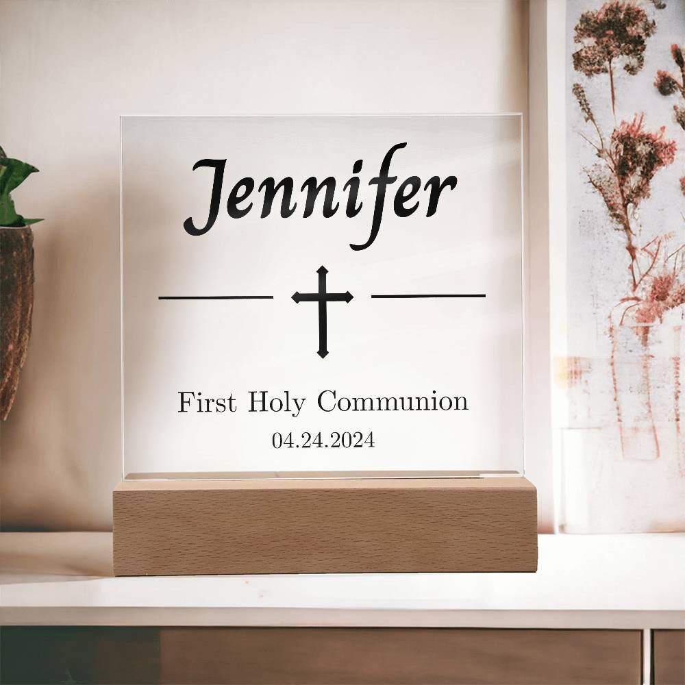 First Holy Communion Gift Personalized Acrylic Square Plaque for ...