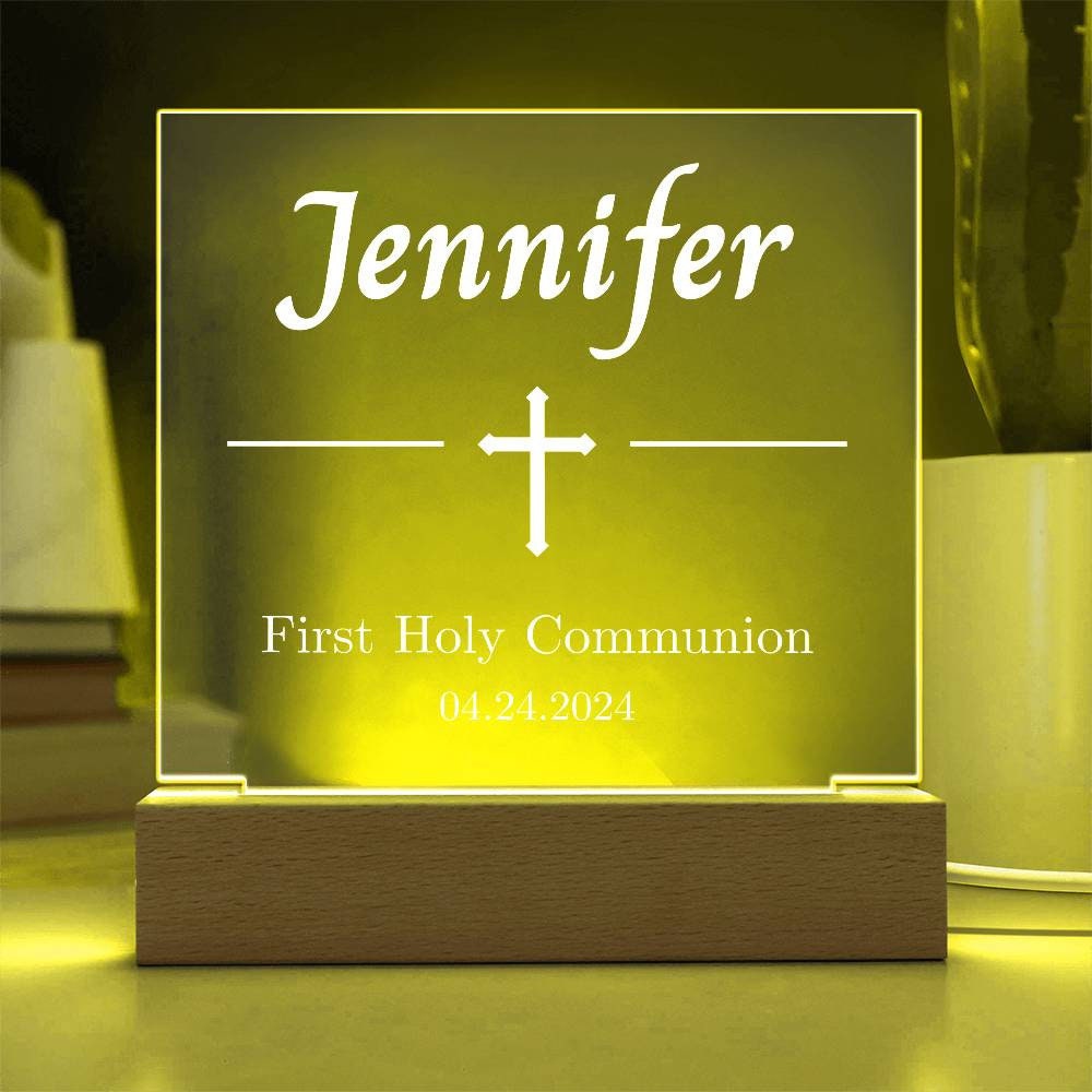 First Holy Communion Gift Personalized Acrylic Square Plaque for ...