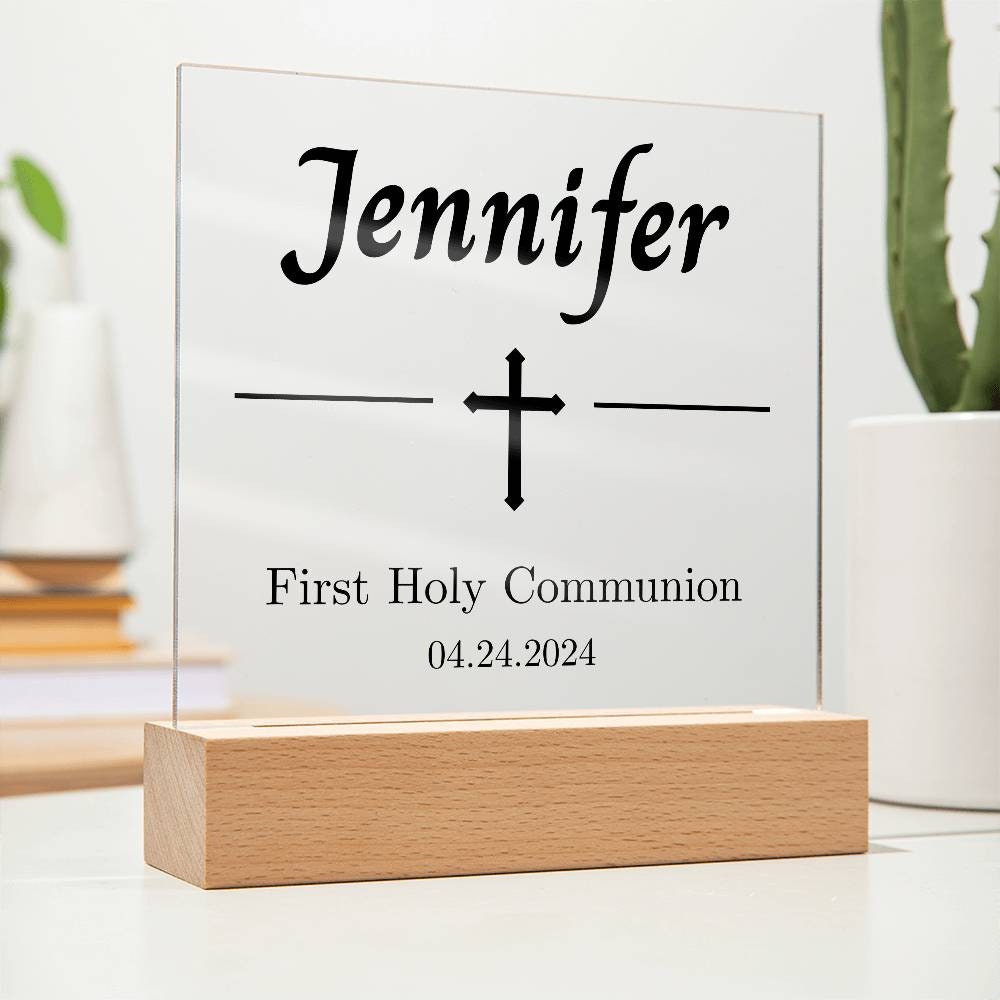 First Holy Communion Gift Personalized Acrylic Square Plaque for ...