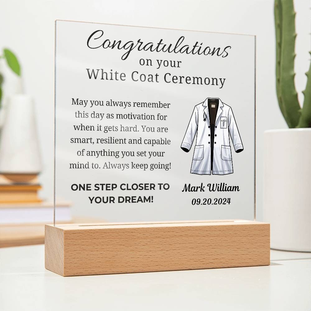Custom White Coat Ceremony Gift Acrylic Square Plaque for Future Doctor ...