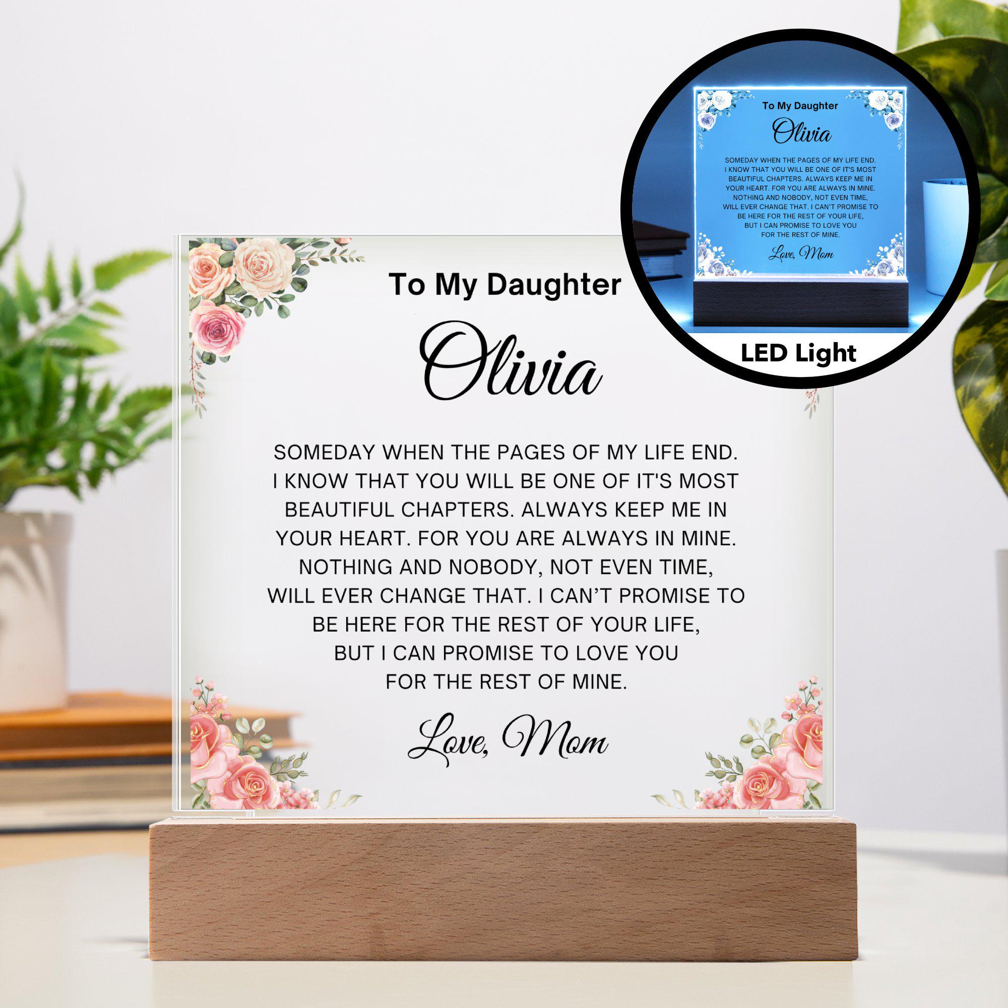 Daughter Acrylic Square Plaque From Mom Dad, Someday When the Pages of ...