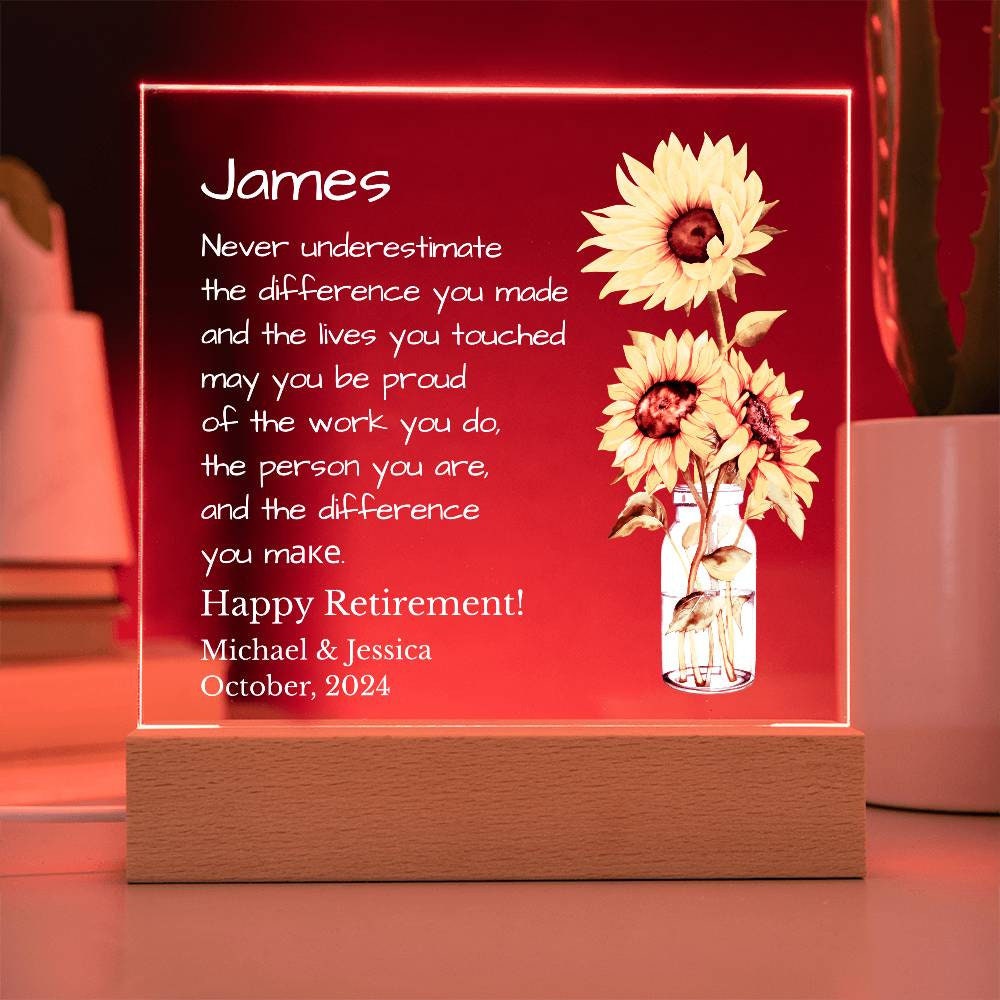 Personalized Retirement Acrylic Square Plaque Gift for Boss Coworker ...