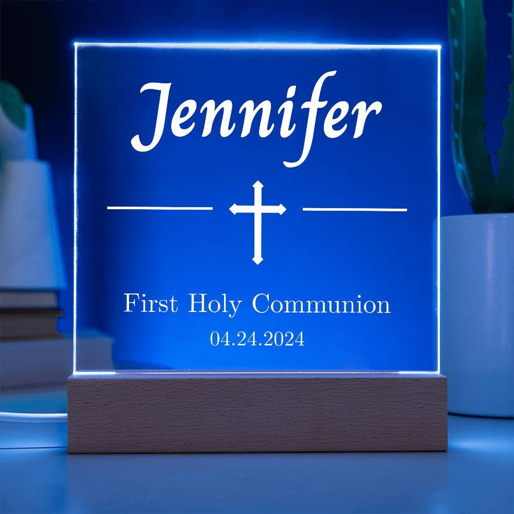 First Holy Communion Gift Personalized Acrylic Square Plaque for ...