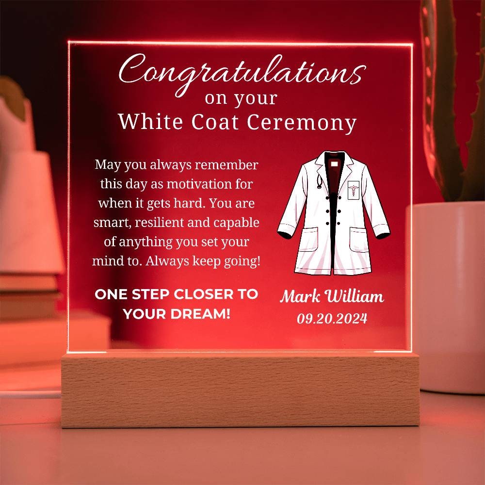 Custom White Coat Ceremony Gift Acrylic Square Plaque for Future Doctor ...