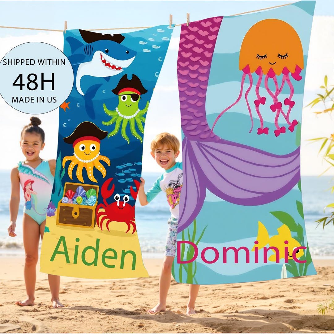Custom Ocean Fun Beach Towel,personalized Kids Beach Towels With Name ...