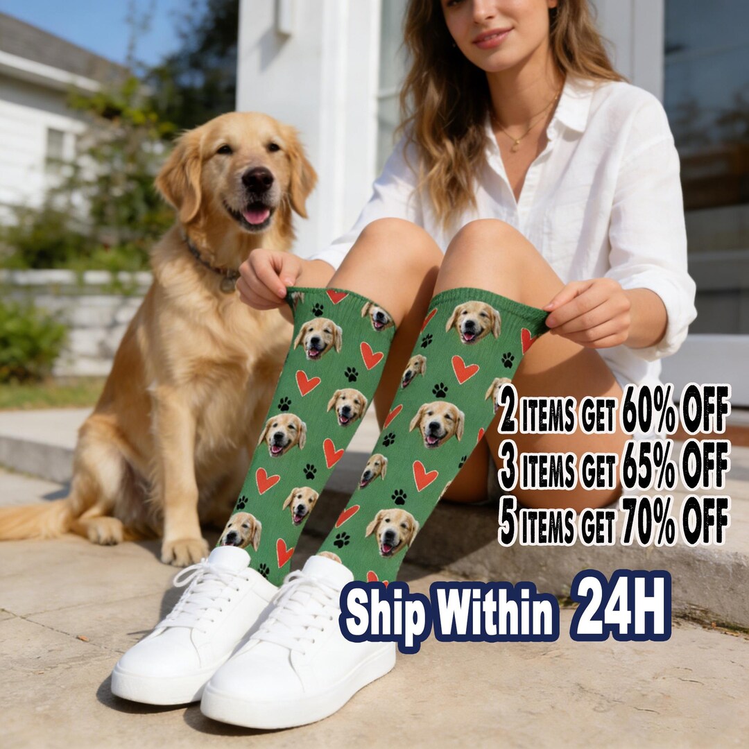 Personalized Photo Socks for Dog Mom, Custom Funny Socks With Pet Faces ...