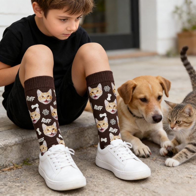 Custom Pet Socks Gift for Dog Mom, Personalized Photo Socks With Pet ...