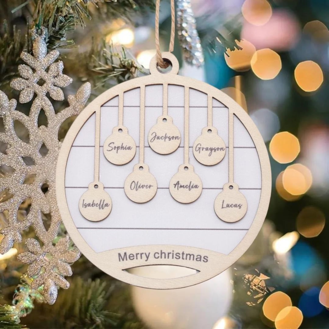Personalized Christmas Wood Ornament With Family Name, Family Christmas ...