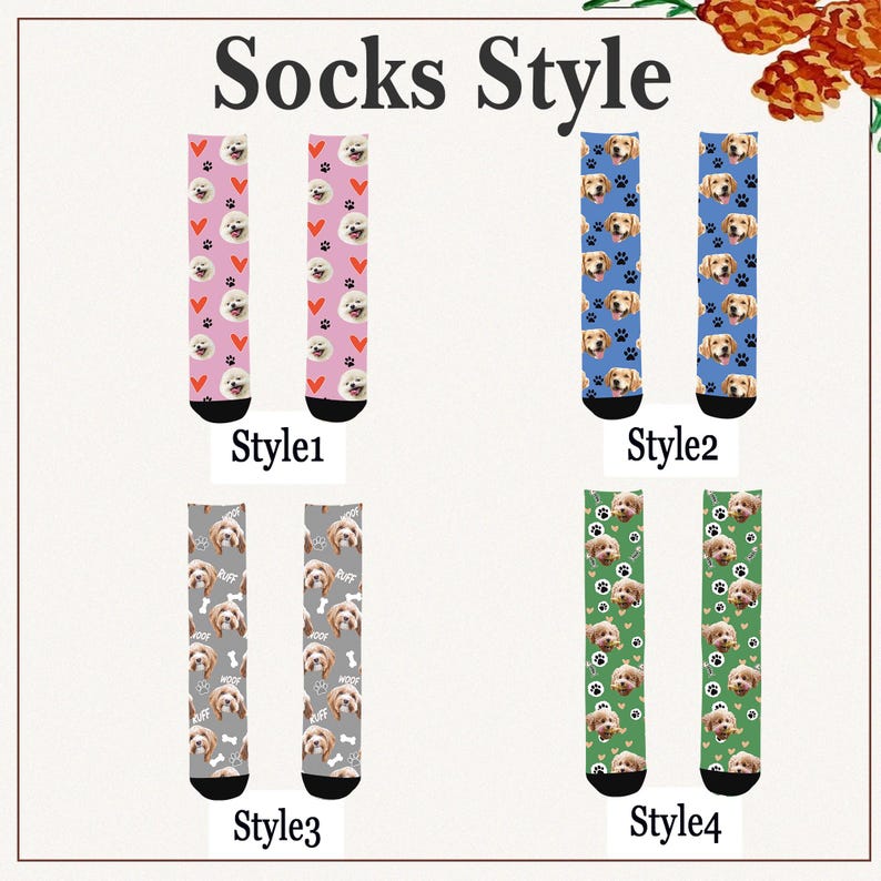 Personalized Funny Socks With Pet Faces, Custom Photo Socks for Dog Mom ...