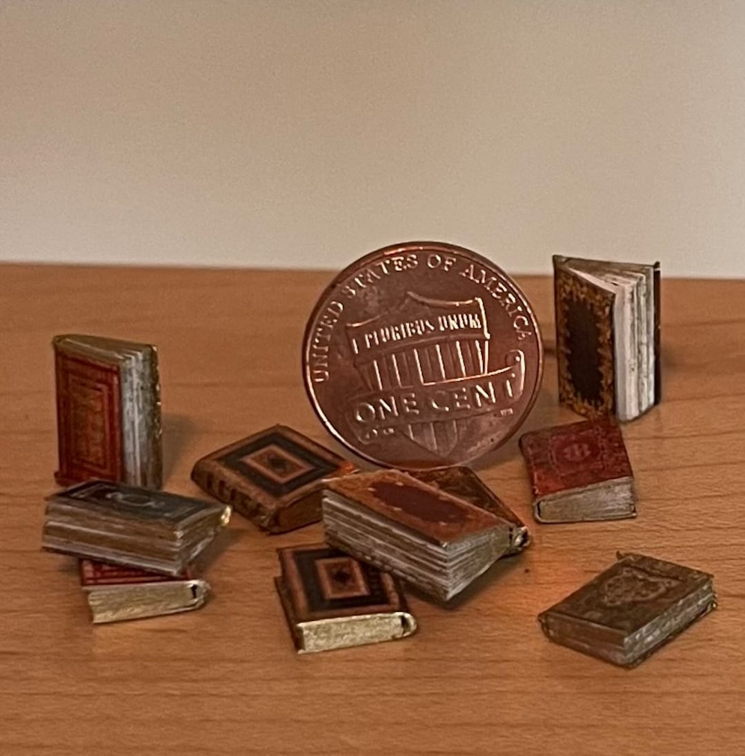 10 Teeny-tiny Miniature Manuscript Reproduction Books With Gold Gilded ...