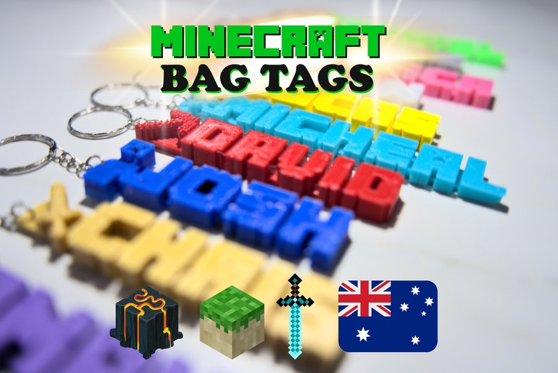 CUSTOM NAME Minecraft Backpack Charm Plastic KEYCHAIN, Personalized Key ...