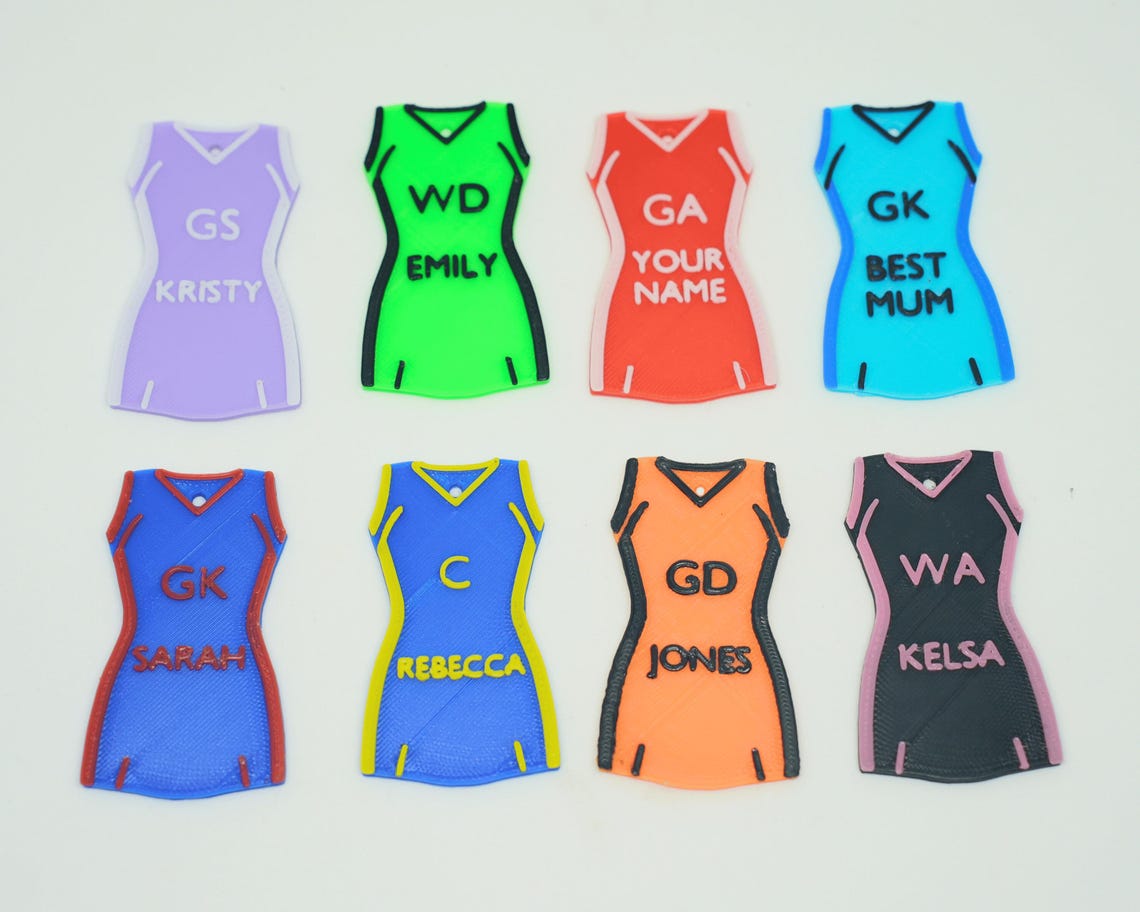 3D Printed Netball Jersey Keychain, Personalized Sports Bag Tag - Etsy
