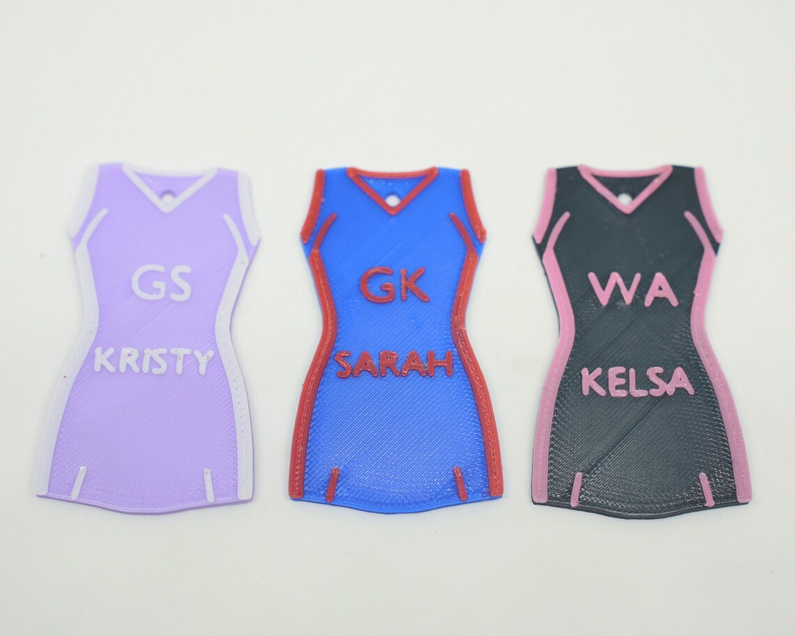3d Printed NETBALL Jersey SPORTS Lover KEYCHAIN, Personalized Name Bag ...