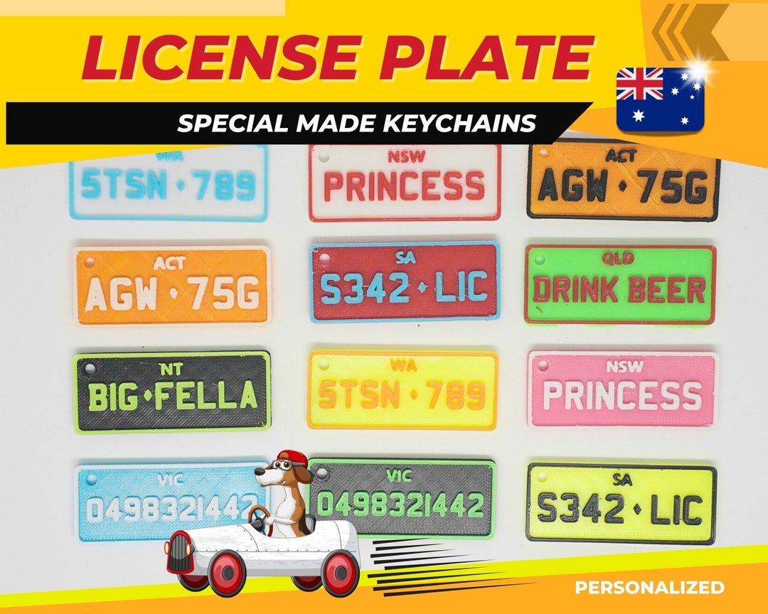 3d Printed LICENSE PLATE Lover KEYCHAIN, Personalized Name Bag Tag and ...