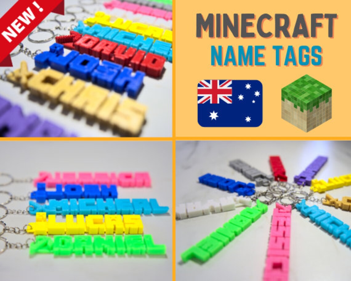 CUSTOM NAME Minecraft Backpack Charm Plastic KEYCHAIN, Personalized Key ...