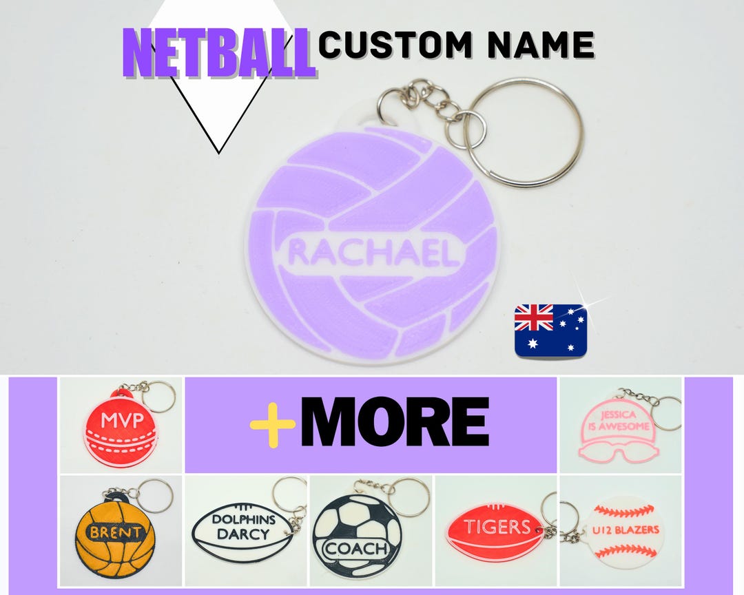 3d Printed NETBALL SPORTS Lover KEYCHAIN, Personalized Name Bag Tag and ...