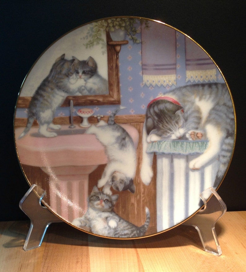 Vintage Cat Kitten Art Fine China Hamilton Collection Rare Complete Set ...
