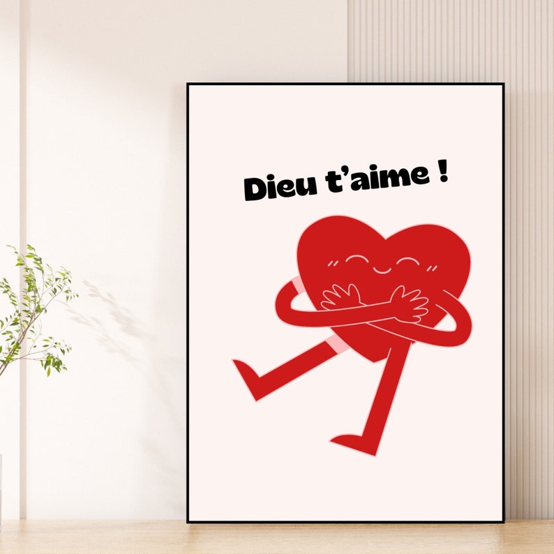 Dieu T'aime affiche Murale Décorative art Chrétien Moderne décoration à Imprimer - Etsy