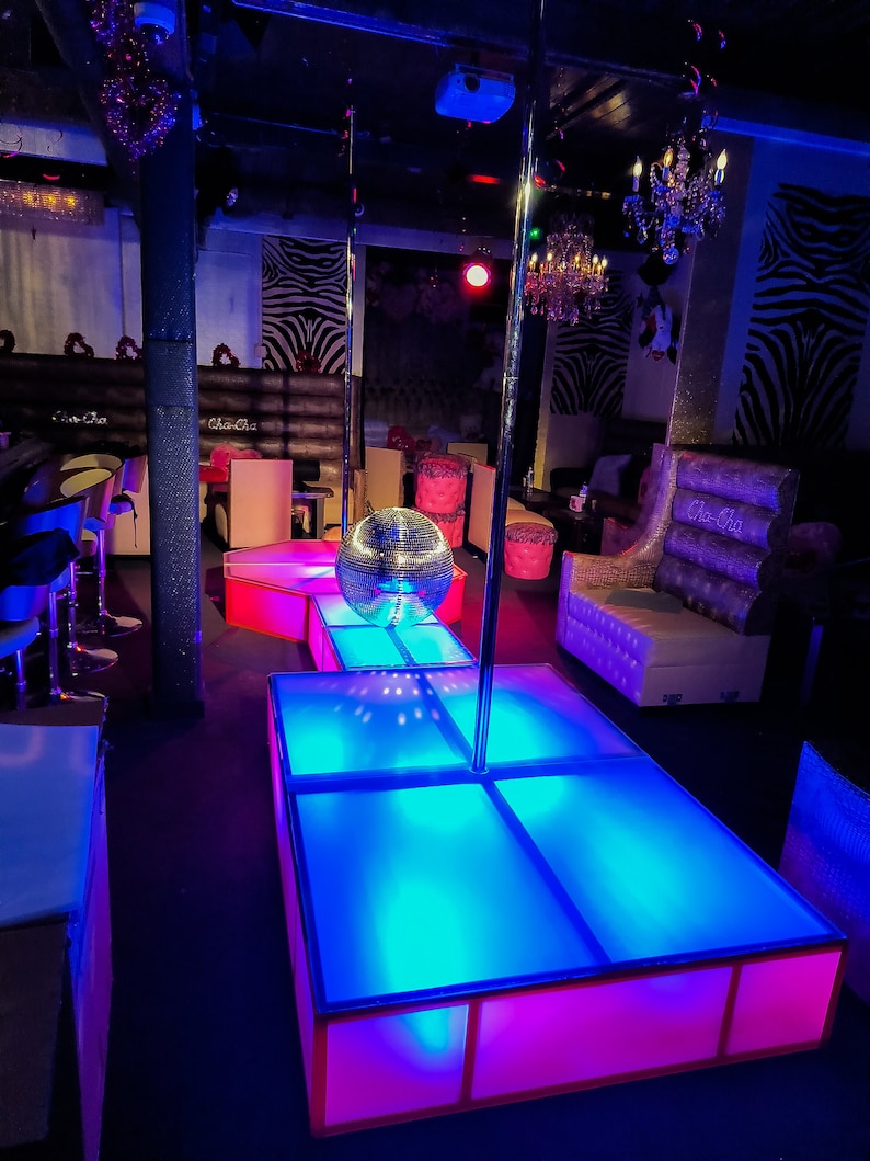 Custom Glow Furniture Lightup LED Acrylic Stage and SPINNING Ceiling ...