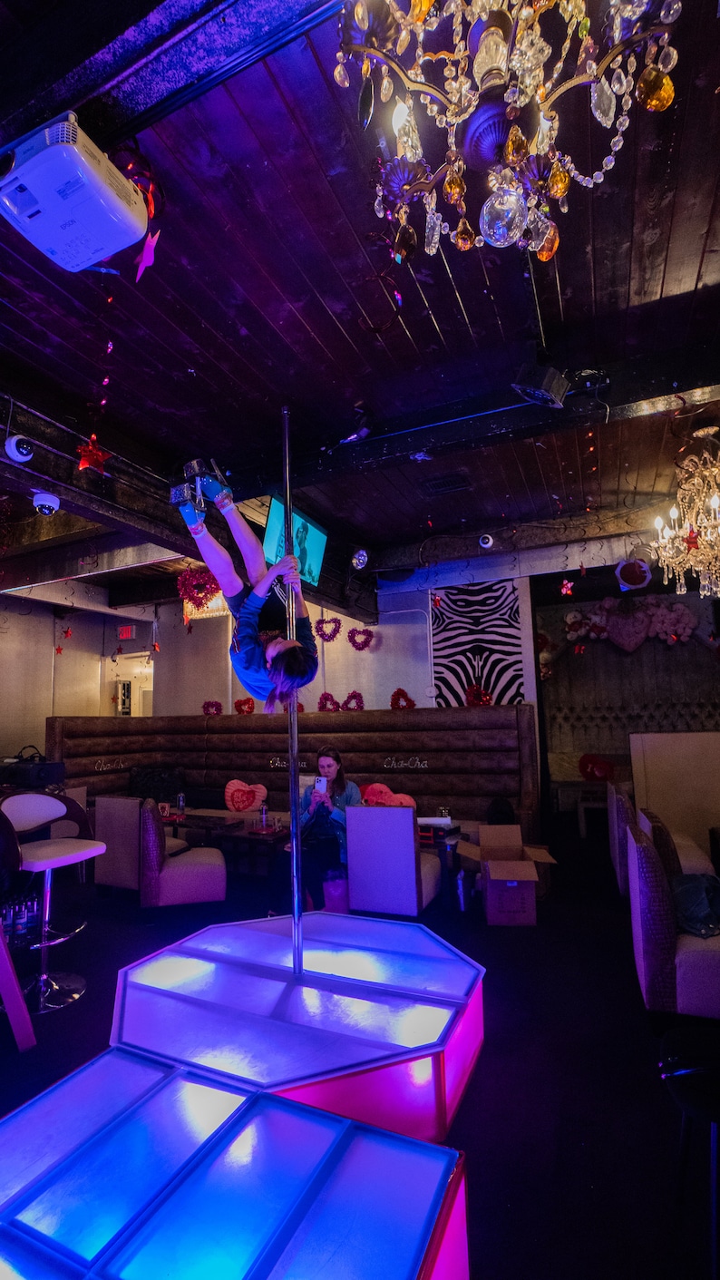 Custom Glow Furniture Lightup LED Acrylic Stage and SPINNING Ceiling ...