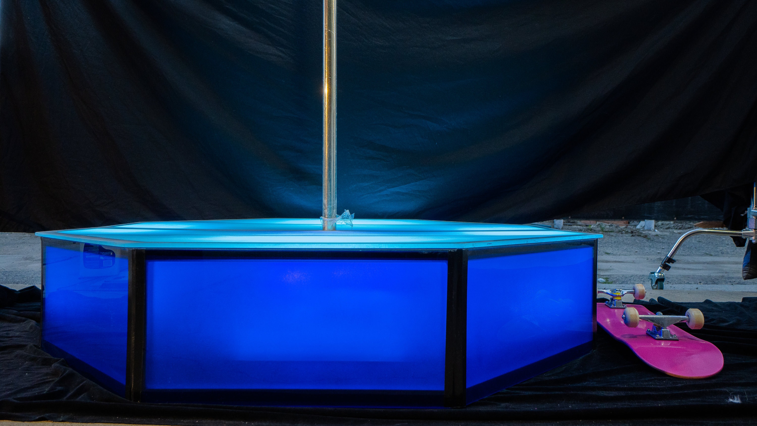 BRASS 10' Freestanding SPINNING Dance Pole in PORTABLE 5x5' Industrial ...