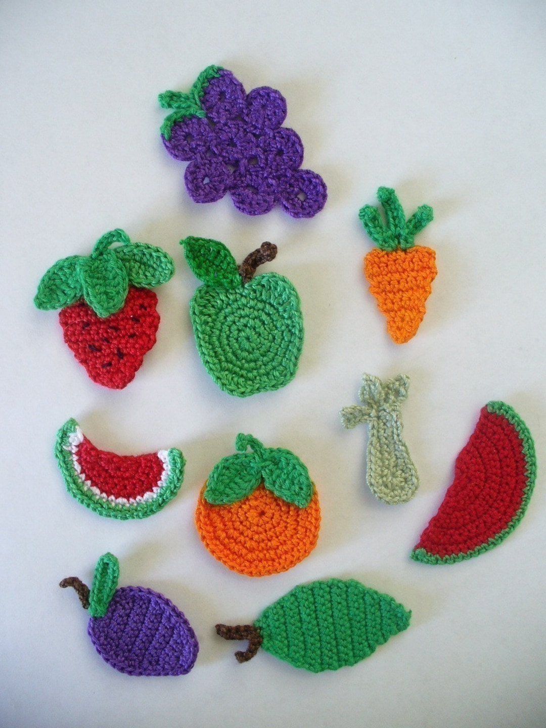 Crocheted Fruit and Vegetable Appliques, Embellishments, Earrings ...