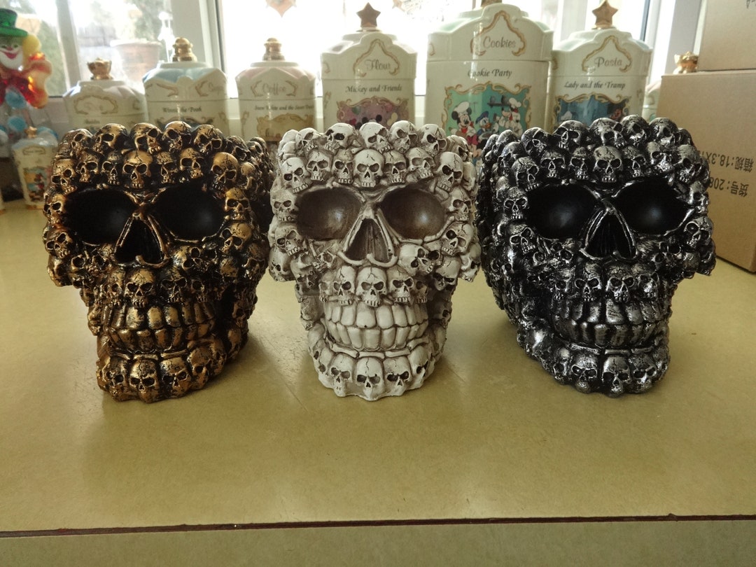 Skull Skeleton Resin Collectable Figurine Statue Planter Bowl Candy ...